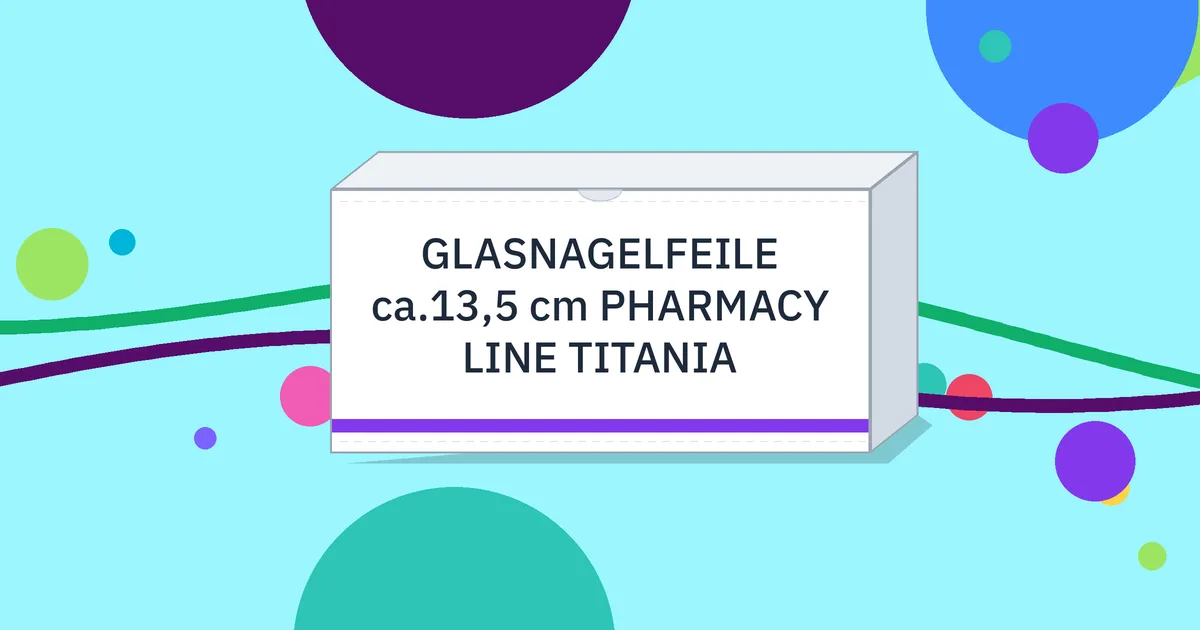 Symbolbild: Packung mit der Aufschrift GLASNAGELFEILE ca.13,5 cm PHARMACY LINE TITANIA (PZN 13886962) – Verfügbarkeit und Bezug in Apotheken in Frankfurt am Main