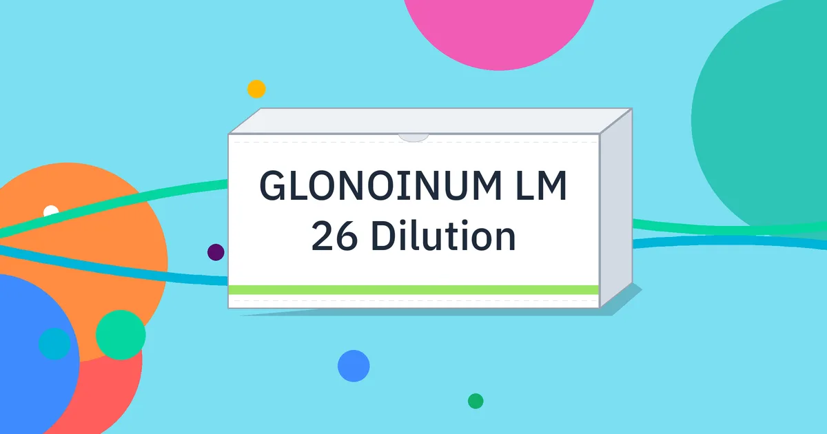 Symbolbild: Packung mit der Aufschrift GLONOINUM LM 26 Dilution (PZN 12879121) – Verfügbarkeit und Bezug in Apotheken in Frankfurt am Main