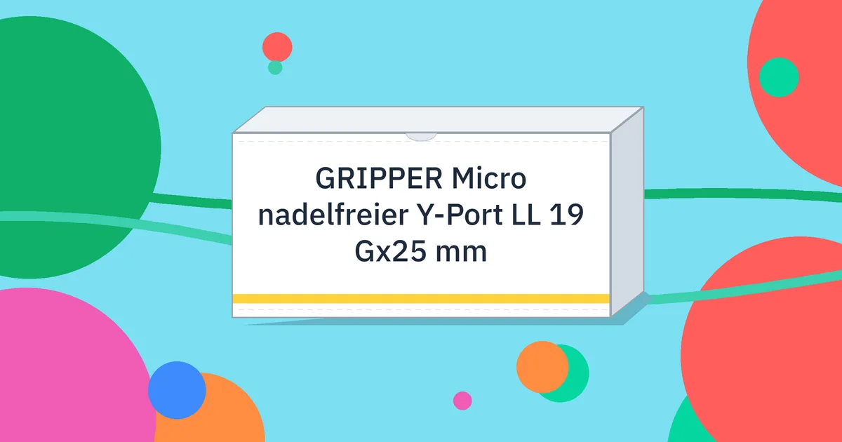 Symbolbild: Packung mit der Aufschrift GRIPPER Micro nadelfreier Y-Port LL 19 Gx25 mm (PZN 09676058) – Verfügbarkeit und Bezug in Apotheken in Frankfurt am Main