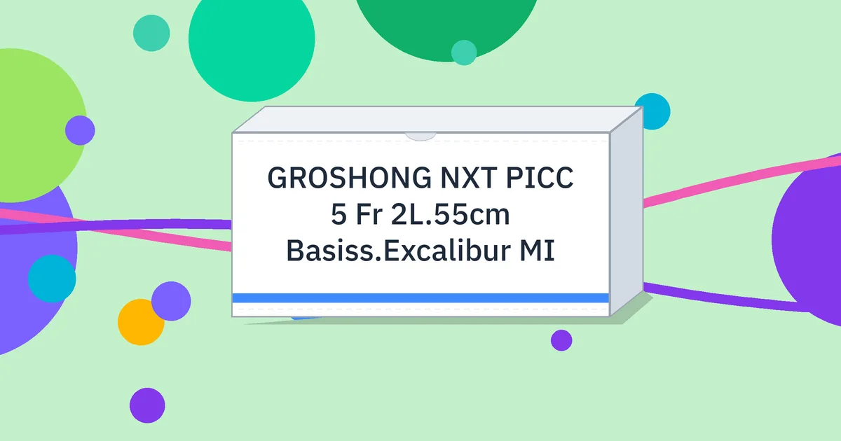 Symbolbild: Packung mit der Aufschrift GROSHONG NXT PICC 5 Fr 2L.55cm Basiss.Excalibur MI (PZN 12398841) – Verfügbarkeit und Bezug in Apotheken in Frankfurt am Main