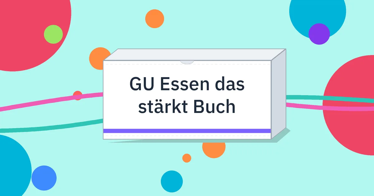 Symbolbild: Packung mit der Aufschrift GU Essen das stärkt Buch (PZN 20775921) – Verfügbarkeit und Bezug in Apotheken in Frankfurt am Main
