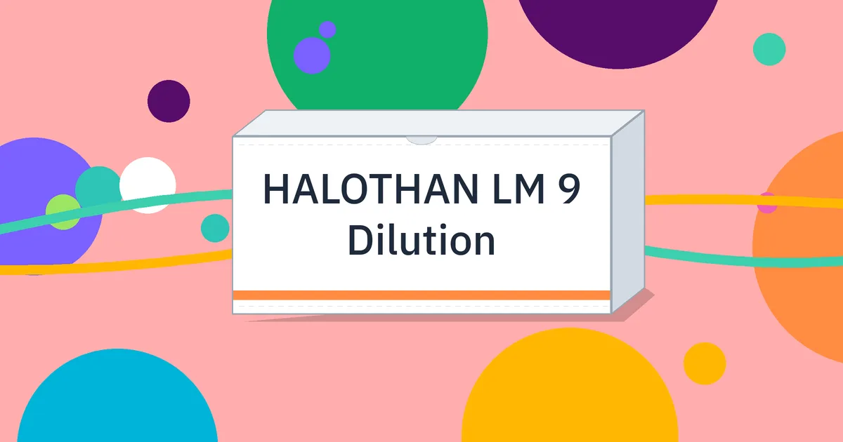 Symbolbild: Packung mit der Aufschrift HALOTHAN LM 9 Dilution (PZN 12883921) – Verfügbarkeit und Bezug in Apotheken in Frankfurt am Main