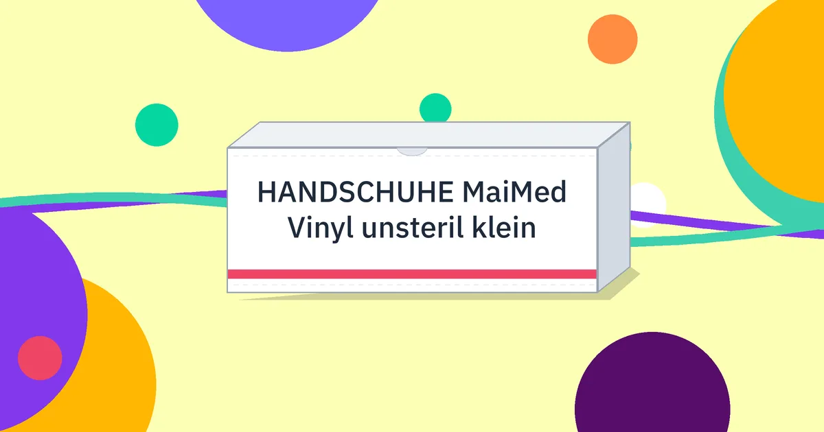 Symbolbild: Packung mit der Aufschrift HANDSCHUHE MaiMed Vinyl unsteril klein (PZN 01461217) – Verfügbarkeit und Bezug in Apotheken in Frankfurt am Main