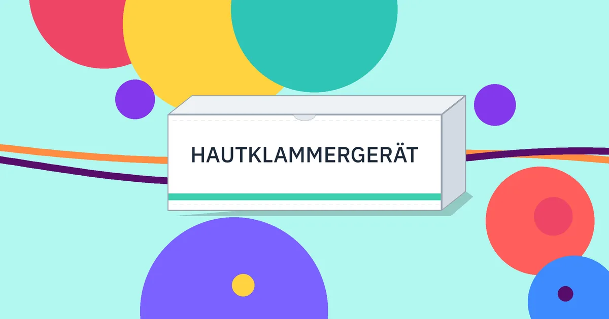 Symbolbild: Packung mit der Aufschrift HAUTKLAMMERGERÄT (PZN 15740406) – Verfügbarkeit und Bezug in Apotheken in Frankfurt am Main
