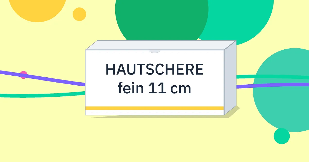 Symbolbild: Packung mit der Aufschrift HAUTSCHERE fein 11 cm (PZN 10831156) – Verfügbarkeit und Bezug in Apotheken in Frankfurt am Main