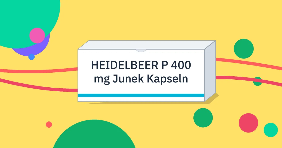 Symbolbild: Packung mit der Aufschrift HEIDELBEER P 400 mg Junek Kapseln (PZN 10336244) – Verfügbarkeit und Bezug in Apotheken in Frankfurt am Main