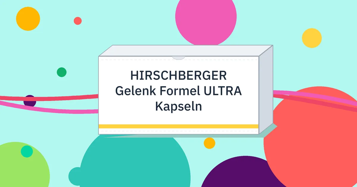 Symbolbild: Packung mit der Aufschrift HIRSCHBERGER Gelenk Formel ULTRA Kapseln (PZN 17540806) – Verfügbarkeit und Bezug in Apotheken in Frankfurt am Main
