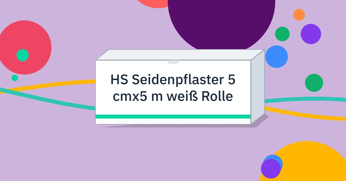 Symbolbild: Packung mit der Aufschrift HS Seidenpflaster 5 cmx5 m weiß Rolle (PZN 09741979) – Verfügbarkeit und Bezug in Apotheken in Frankfurt am Main
