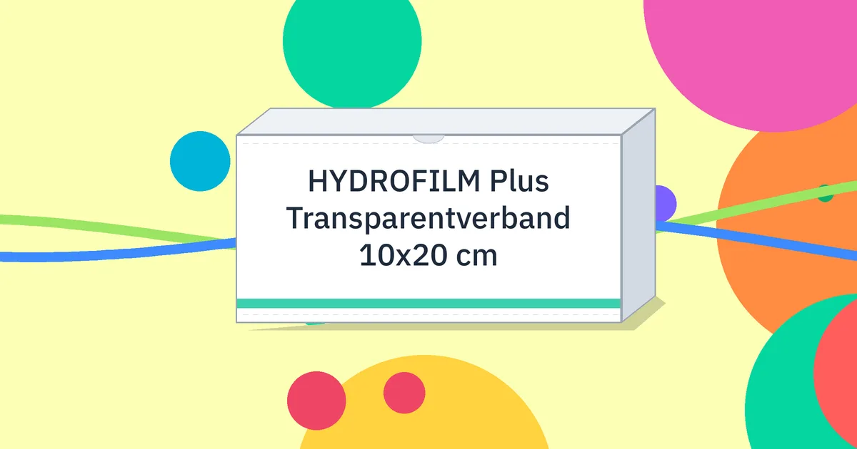Symbolbild: Packung mit der Aufschrift HYDROFILM Plus Transparentverband 10x20 cm (PZN 04610310) – Verfügbarkeit und Bezug in Apotheken in Frankfurt am Main