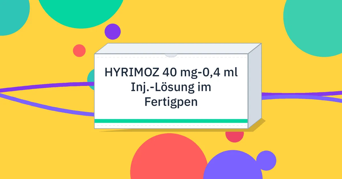 Symbolbild: Packung mit der Aufschrift HYRIMOZ 40 mg-0,4 ml Inj.-Lösung im Fertigpen (PZN 19212414) – Verfügbarkeit und Bezug in Apotheken in Frankfurt am Main