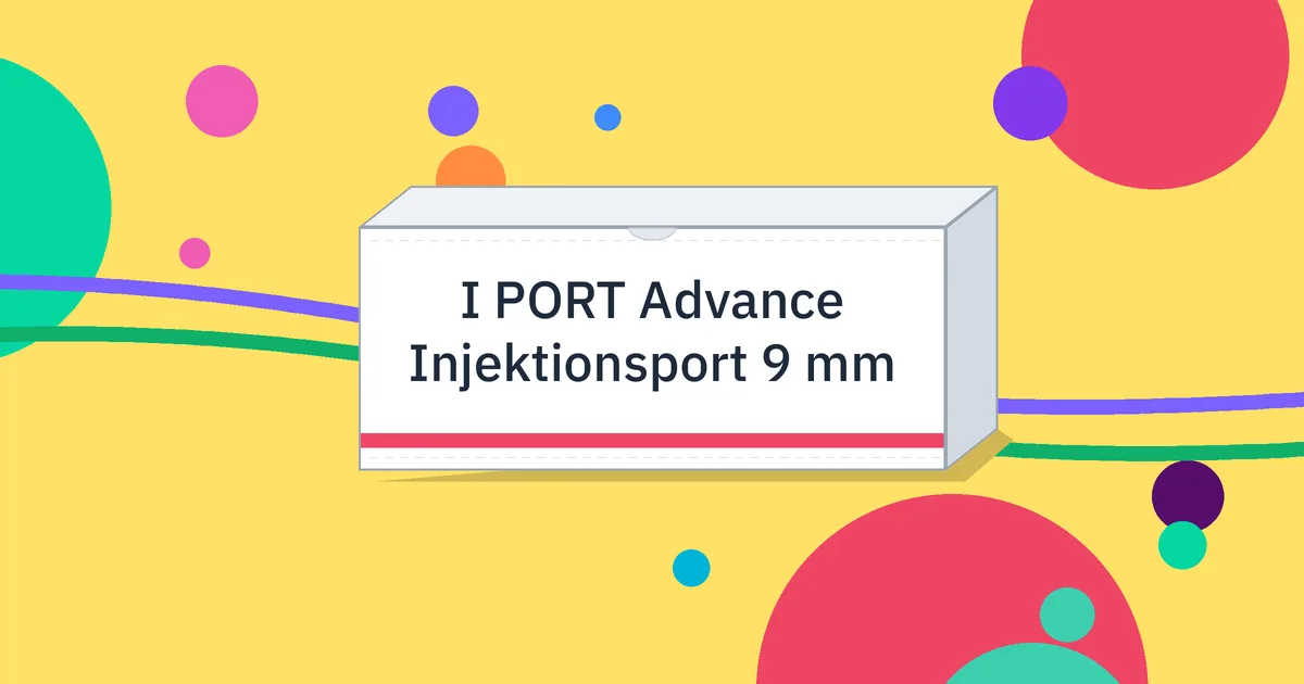 Symbolbild: Packung mit der Aufschrift I PORT Advance Injektionsport 9 mm (PZN 14017725) – Verfügbarkeit und Bezug in Apotheken in Frankfurt am Main
