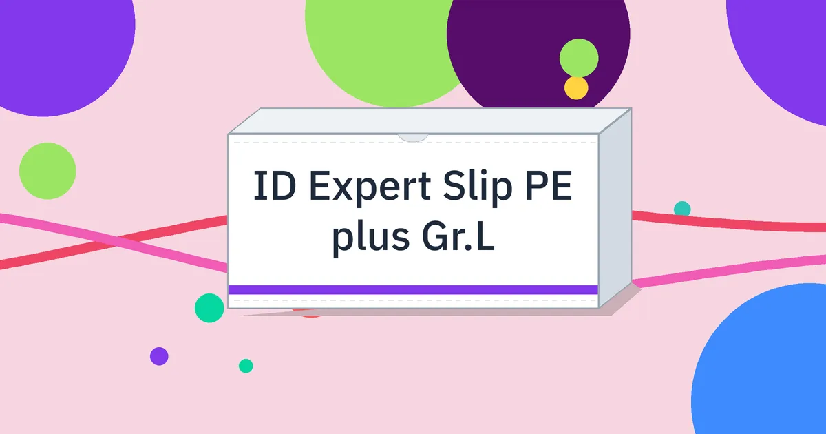 Symbolbild: Packung mit der Aufschrift ID Expert Slip PE plus Gr.L (PZN 13512629) – Verfügbarkeit und Bezug in Apotheken in Frankfurt am Main