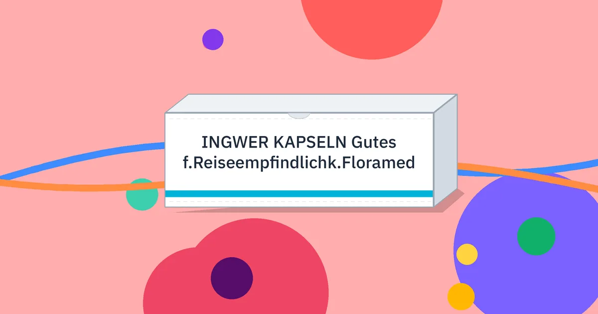 Symbolbild: Packung mit der Aufschrift INGWER KAPSELN Gutes f.Reiseempfindlichk.Floramed (PZN 05907816) – Verfügbarkeit und Bezug in Apotheken in Frankfurt am Main
