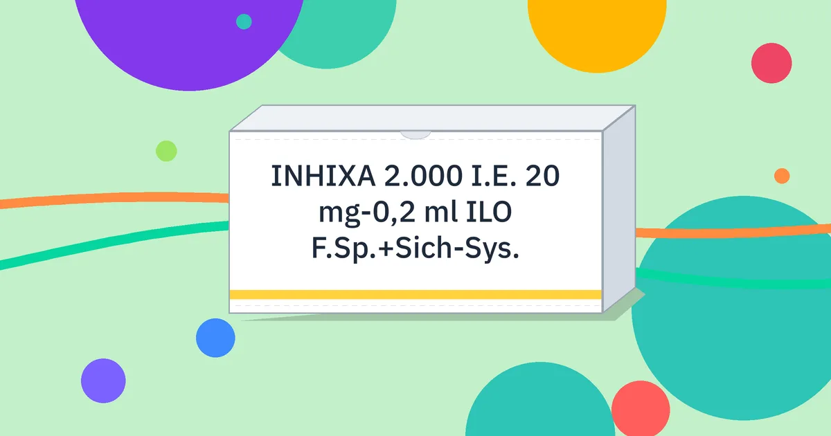 Symbolbild: Packung mit der Aufschrift INHIXA 2.000 I.E. 20 mg-0,2 ml ILO F.Sp.+Sich-Sys. (PZN 13415369) – Verfügbarkeit und Bezug in Apotheken in Frankfurt am Main
