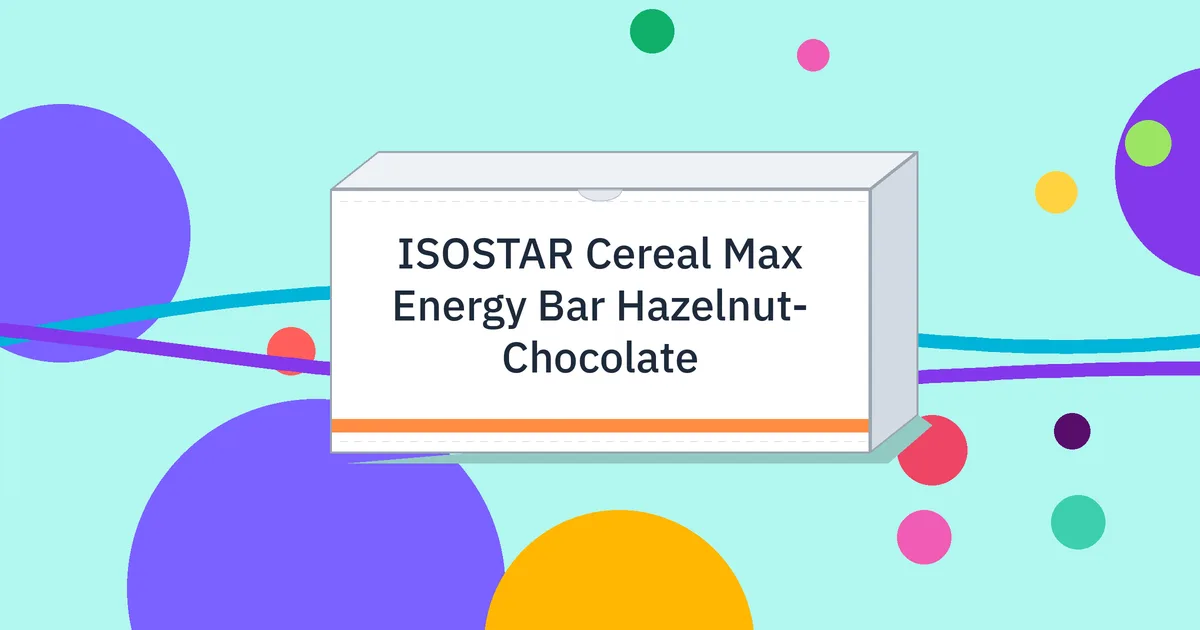 Symbolbild: Packung mit der Aufschrift ISOSTAR Cereal Max Energy Bar Hazelnut-Chocolate (PZN 20782482) – Verfügbarkeit und Bezug in Apotheken in Frankfurt am Main