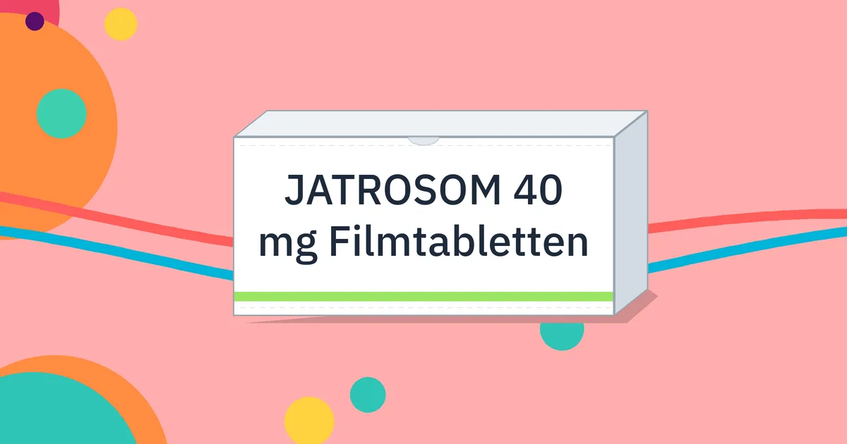 Symbolbild: Packung mit der Aufschrift JATROSOM 40 mg Filmtabletten (PZN 12461775) – Verfügbarkeit und Bezug in Apotheken in Frankfurt am Main