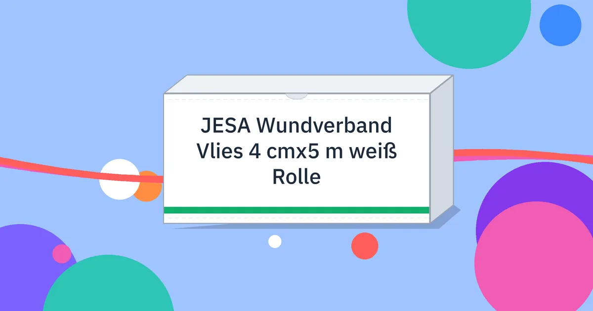 Symbolbild: Packung mit der Aufschrift JESA Wundverband Vlies 4 cmx5 m weiß Rolle (PZN 10794455) – Verfügbarkeit und Bezug in Apotheken in Frankfurt am Main