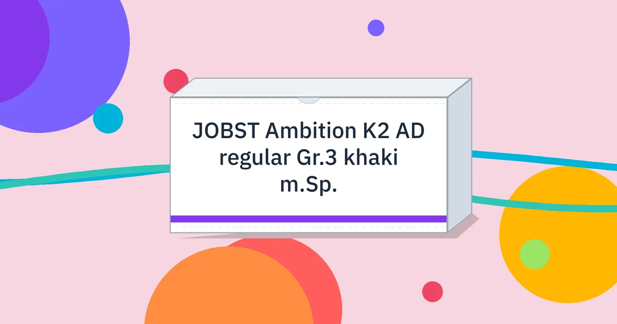 Symbolbild: Packung mit der Aufschrift JOBST Ambition K2 AD regular Gr.3 khaki m.Sp. (PZN 11020997) – Verfügbarkeit und Bezug in Apotheken in Frankfurt am Main