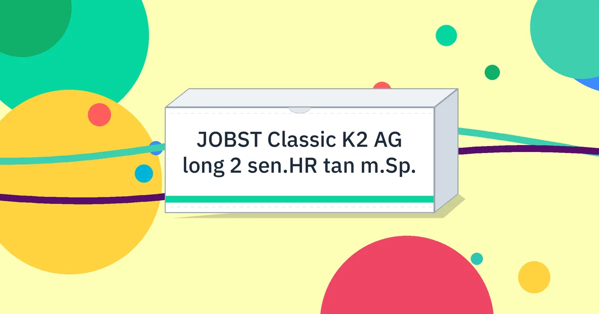 Symbolbild: Packung mit der Aufschrift JOBST Classic K2 AG long 2 sen.HR tan m.Sp. (PZN 17959089) – Verfügbarkeit und Bezug in Apotheken in Frankfurt am Main