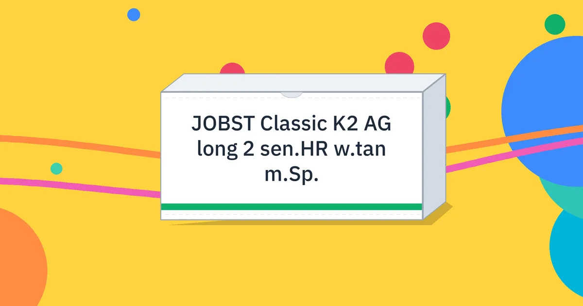 Symbolbild: Packung mit der Aufschrift JOBST Classic K2 AG long 2 sen.HR w.tan m.Sp. (PZN 17959669) – Verfügbarkeit und Bezug in Apotheken in Frankfurt am Main