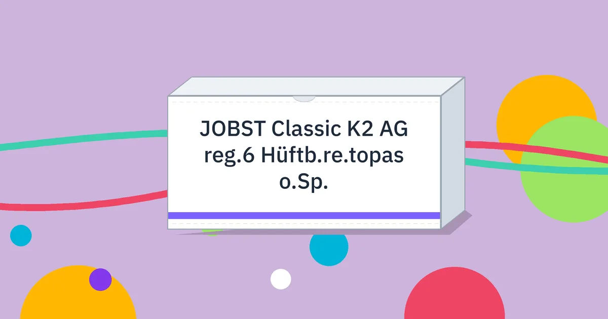 Symbolbild: Packung mit der Aufschrift JOBST Classic K2 AG reg.6 Hüftb.re.topas o.Sp. (PZN 13067537) – Verfügbarkeit und Bezug in Apotheken in Frankfurt am Main