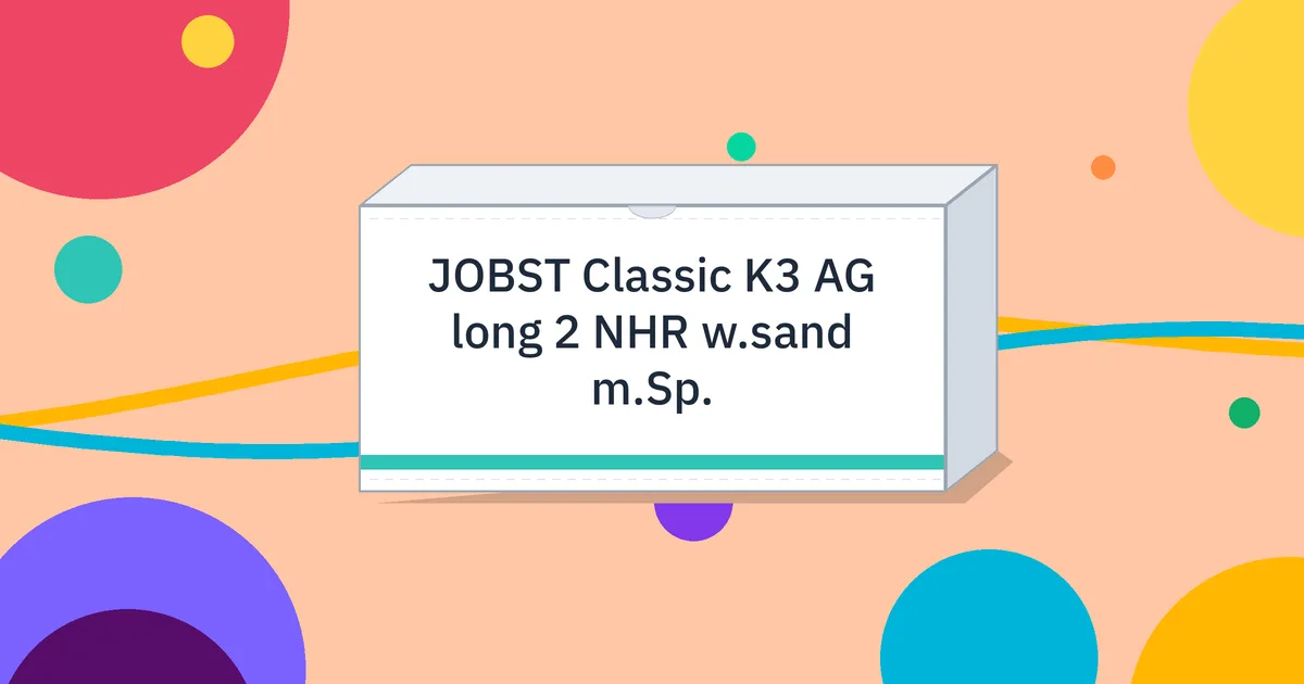 Symbolbild: Packung mit der Aufschrift JOBST Classic K3 AG long 2 NHR w.sand m.Sp. (PZN 13071869) – Verfügbarkeit und Bezug in Apotheken in Frankfurt am Main