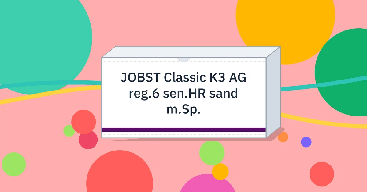 Symbolbild: Packung mit der Aufschrift JOBST Classic K3 AG reg.6 sen.HR sand m.Sp. (PZN 17957357) – Verfügbarkeit und Bezug in Apotheken in Frankfurt am Main