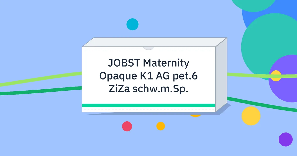 Symbolbild: Packung mit der Aufschrift JOBST Maternity Opaque K1 AG pet.6 ZiZa schw.m.Sp. (PZN 15852648) – Verfügbarkeit und Bezug in Apotheken in Frankfurt am Main