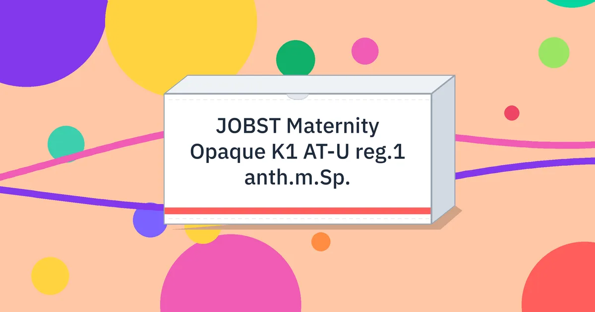Symbolbild: Packung mit der Aufschrift JOBST Maternity Opaque K1 AT-U reg.1 anth.m.Sp. (PZN 15855233) – Verfügbarkeit und Bezug in Apotheken in Frankfurt am Main