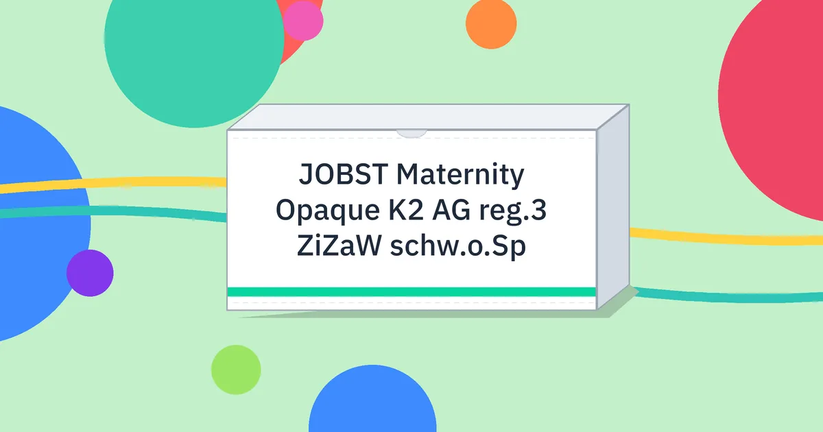 Symbolbild: Packung mit der Aufschrift JOBST Maternity Opaque K2 AG reg.3 ZiZaW schw.o.Sp (PZN 15853576) – Verfügbarkeit und Bezug in Apotheken in Frankfurt am Main