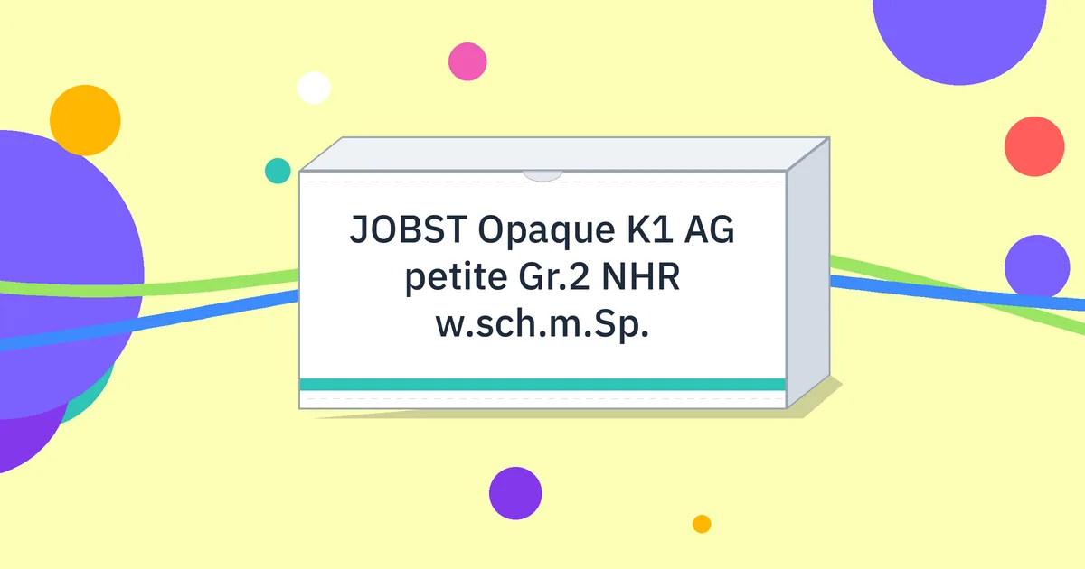 Symbolbild: Packung mit der Aufschrift JOBST Opaque K1 AG petite Gr.2 NHR w.sch.m.Sp. (PZN 13085222) – Verfügbarkeit und Bezug in Apotheken in Frankfurt am Main