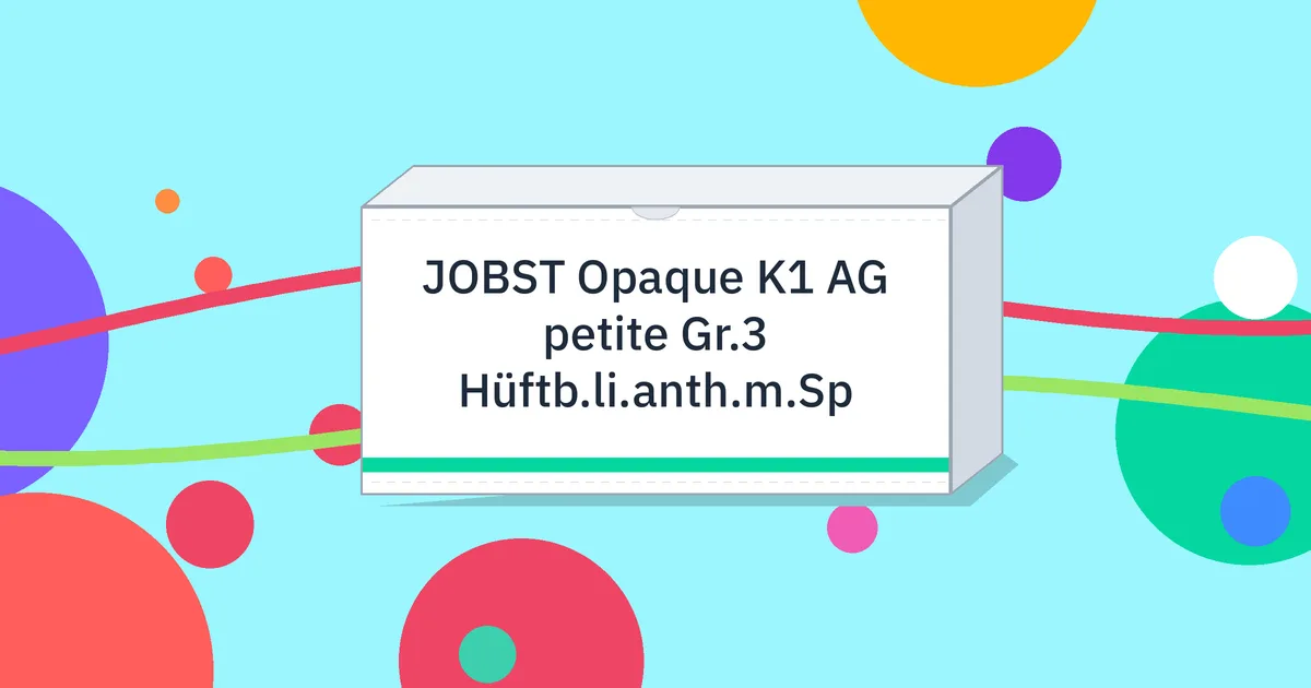 Symbolbild: Packung mit der Aufschrift JOBST Opaque K1 AG petite Gr.3 Hüftb.li.anth.m.Sp (PZN 16273131) – Verfügbarkeit und Bezug in Apotheken in Frankfurt am Main