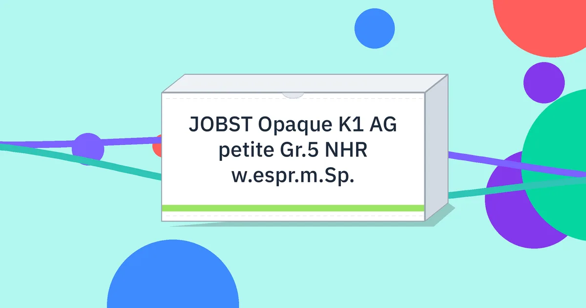 Symbolbild: Packung mit der Aufschrift JOBST Opaque K1 AG petite Gr.5 NHR w.espr.m.Sp. (PZN 16271008) – Verfügbarkeit und Bezug in Apotheken in Frankfurt am Main