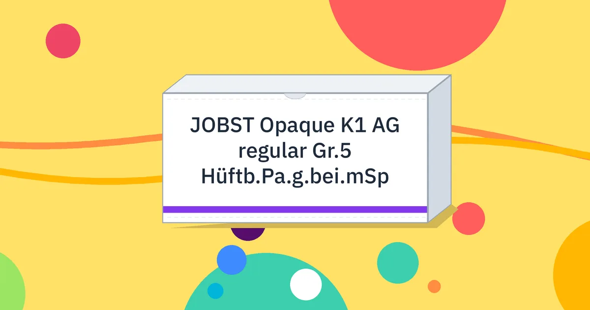 Symbolbild: Packung mit der Aufschrift JOBST Opaque K1 AG regular Gr.5 Hüftb.Pa.g.bei.mSp (PZN 16272350) – Verfügbarkeit und Bezug in Apotheken in Frankfurt am Main