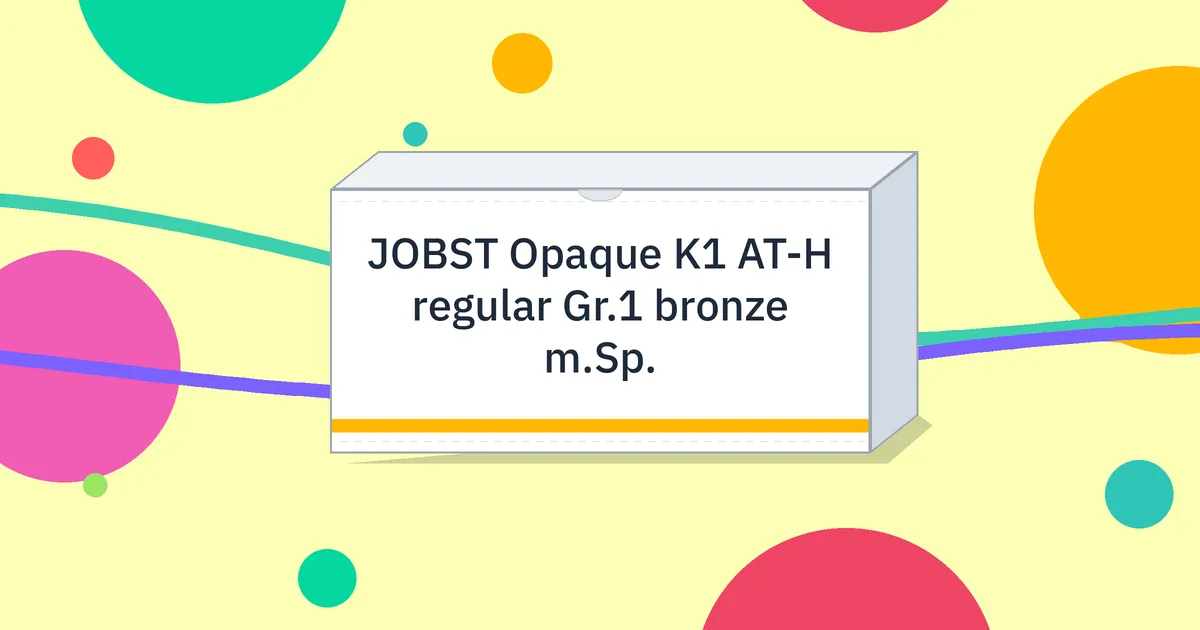 Symbolbild: Packung mit der Aufschrift JOBST Opaque K1 AT-H regular Gr.1 bronze m.Sp. (PZN 13105120) – Verfügbarkeit und Bezug in Apotheken in Frankfurt am Main