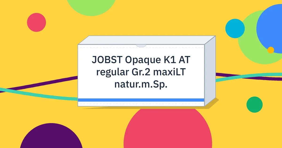 Symbolbild: Packung mit der Aufschrift JOBST Opaque K1 AT regular Gr.2 maxiLT natur.m.Sp. (PZN 13106154) – Verfügbarkeit und Bezug in Apotheken in Frankfurt am Main