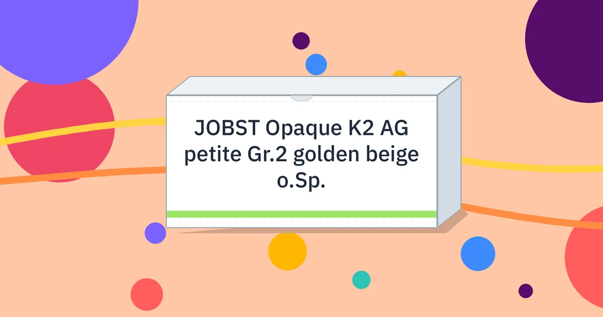 Symbolbild: Packung mit der Aufschrift JOBST Opaque K2 AG petite Gr.2 golden beige o.Sp. (PZN 16283738) – Verfügbarkeit und Bezug in Apotheken in Frankfurt am Main