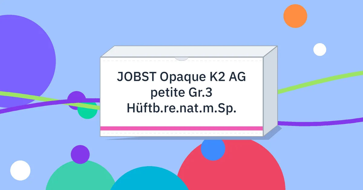 Symbolbild: Packung mit der Aufschrift JOBST Opaque K2 AG petite Gr.3 Hüftb.re.nat.m.Sp. (PZN 13115124) – Verfügbarkeit und Bezug in Apotheken in Frankfurt am Main