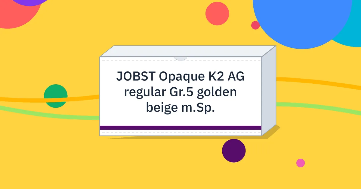 Symbolbild: Packung mit der Aufschrift JOBST Opaque K2 AG regular Gr.5 golden beige m.Sp. (PZN 16280303) – Verfügbarkeit und Bezug in Apotheken in Frankfurt am Main