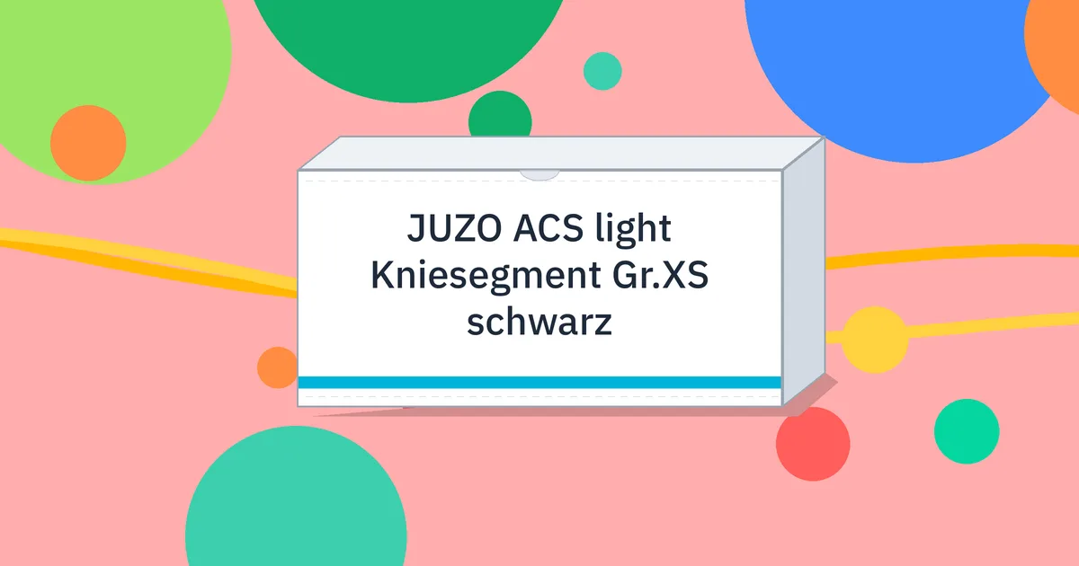 Symbolbild: Packung mit der Aufschrift JUZO ACS light Kniesegment Gr.XS schwarz (PZN 13575475) – Verfügbarkeit und Bezug in Apotheken in Frankfurt am Main