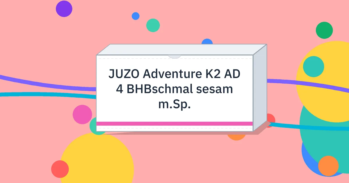 Symbolbild: Packung mit der Aufschrift JUZO Adventure K2 AD 4 BHBschmal sesam m.Sp. (PZN 16494352) – Verfügbarkeit und Bezug in Apotheken in Frankfurt am Main