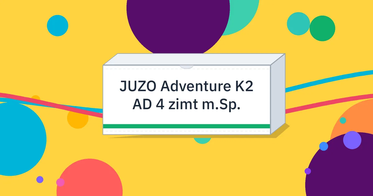 Symbolbild: Packung mit der Aufschrift JUZO Adventure K2 AD 4 zimt m.Sp. (PZN 16494441) – Verfügbarkeit und Bezug in Apotheken in Frankfurt am Main