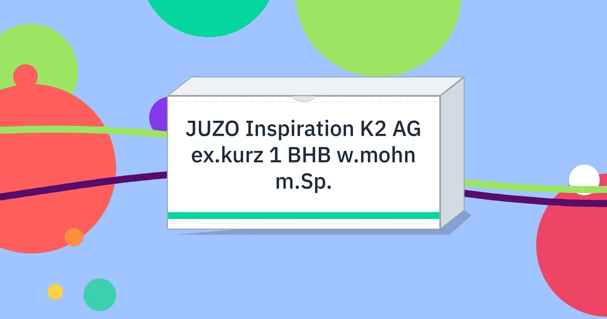 Symbolbild: Packung mit der Aufschrift JUZO Inspiration K2 AG ex.kurz 1 BHB w.mohn m.Sp. (PZN 14851517) – Verfügbarkeit und Bezug in Apotheken in Frankfurt am Main