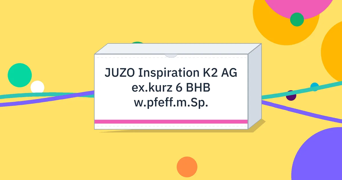 Symbolbild: Packung mit der Aufschrift JUZO Inspiration K2 AG ex.kurz 6 BHB w.pfeff.m.Sp. (PZN 14851138) – Verfügbarkeit und Bezug in Apotheken in Frankfurt am Main
