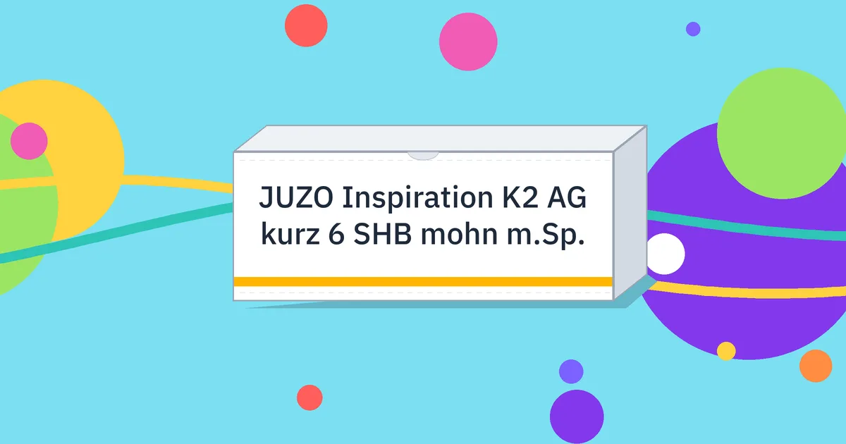 Symbolbild: Packung mit der Aufschrift JUZO Inspiration K2 AG kurz 6 SHB mohn m.Sp. (PZN 14923642) – Verfügbarkeit und Bezug in Apotheken in Frankfurt am Main