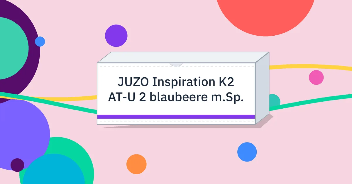 Symbolbild: Packung mit der Aufschrift JUZO Inspiration K2 AT-U 2 blaubeere m.Sp. (PZN 14927640) – Verfügbarkeit und Bezug in Apotheken in Frankfurt am Main