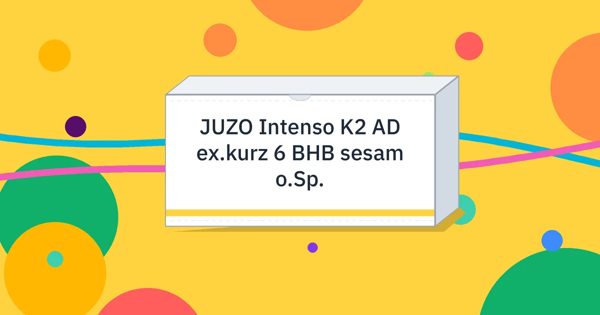 Symbolbild: Packung mit der Aufschrift JUZO Intenso K2 AD ex.kurz 6 BHB sesam o.Sp. (PZN 18625640) – Verfügbarkeit und Bezug in Apotheken in Frankfurt am Main