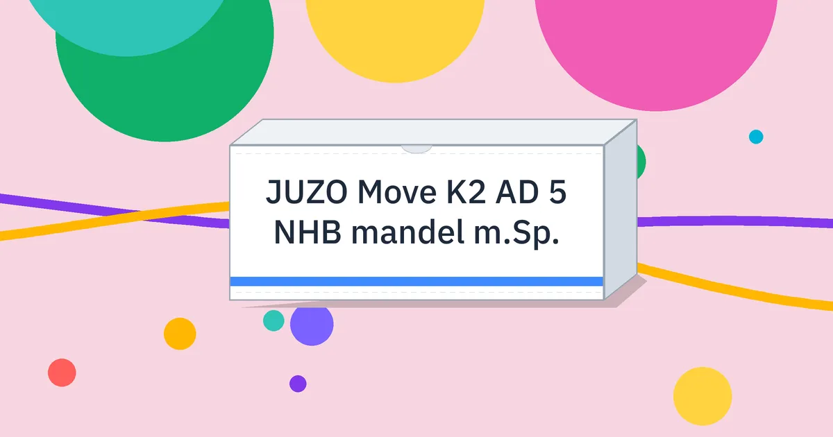 Symbolbild: Packung mit der Aufschrift JUZO Move K2 AD 5 NHB mandel m.Sp. (PZN 16339953) – Verfügbarkeit und Bezug in Apotheken in Frankfurt am Main