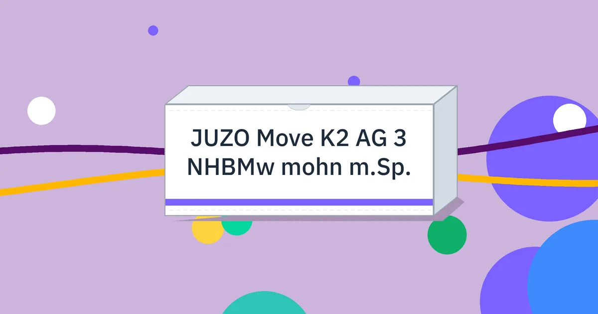 Symbolbild: Packung mit der Aufschrift JUZO Move K2 AG 3 NHBMw mohn m.Sp. (PZN 18555187) – Verfügbarkeit und Bezug in Apotheken in Frankfurt am Main