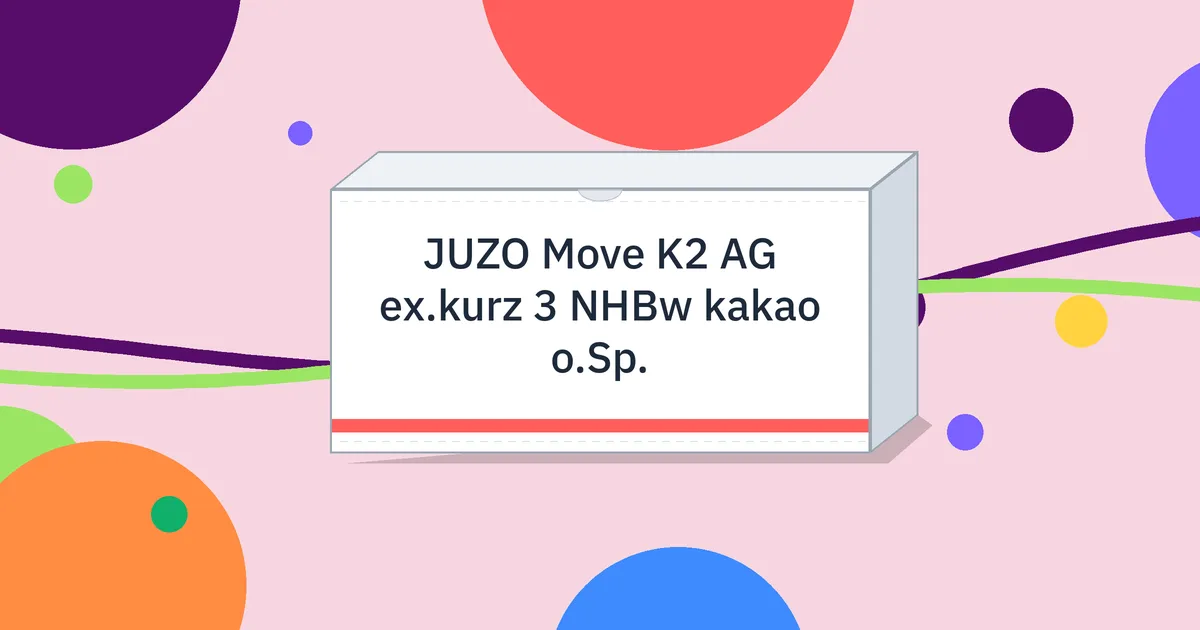 Symbolbild: Packung mit der Aufschrift JUZO Move K2 AG ex.kurz 3 NHBw kakao o.Sp. (PZN 18564708) – Verfügbarkeit und Bezug in Apotheken in Frankfurt am Main